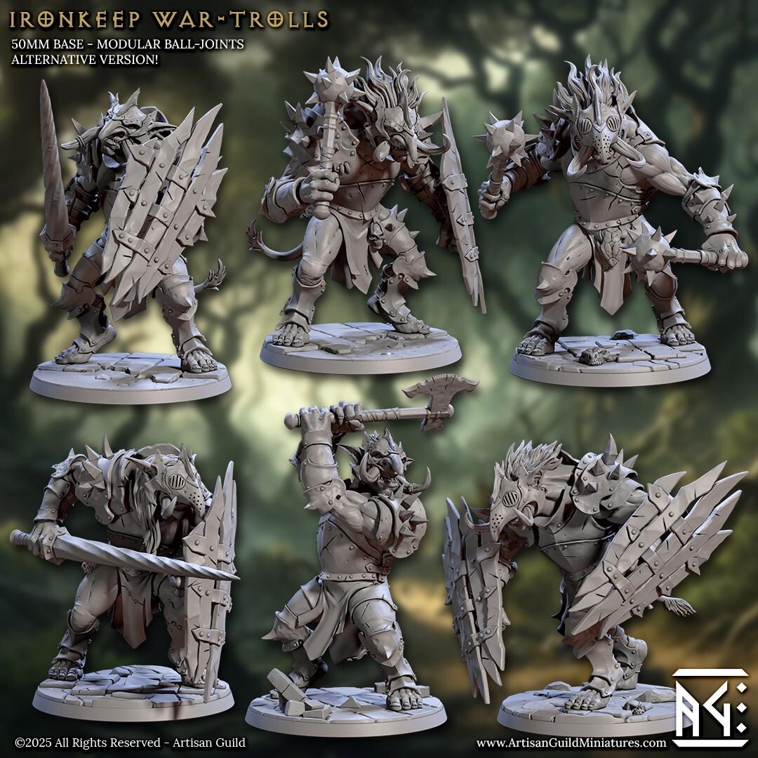 Ironkeep War Trolls - Troll Warriors Set II - 28mm | 32mm Miniatures ...