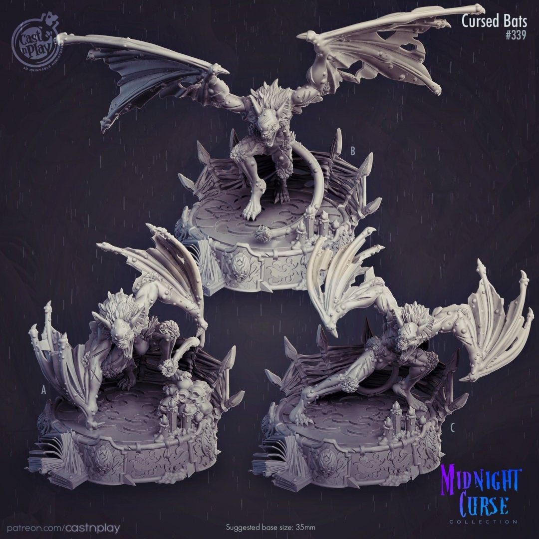 Cursed Bats - Dire Bats - Dnd Monster - Midnight Curse - 28mm ...