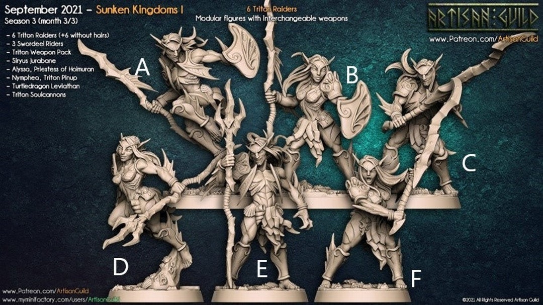 Triton Raiders - Sea Elves - 28mm | 32mm Miniatures for Tabletop Gaming ...