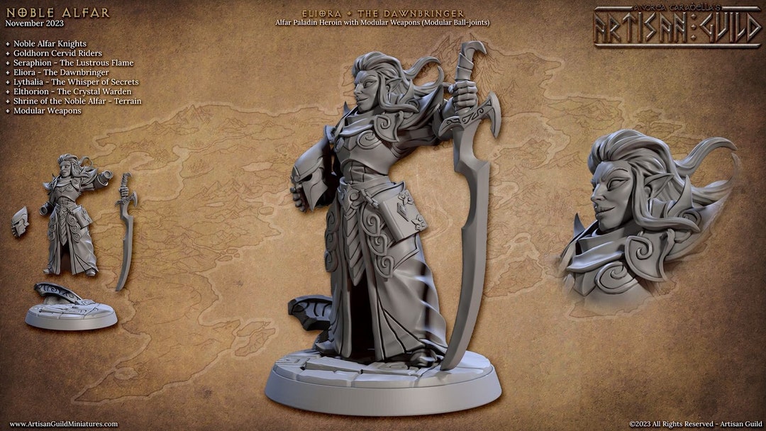 Eliora Dawnbringer - Hero Alfar Paladin Elf Female -3d Printed 28mm ...