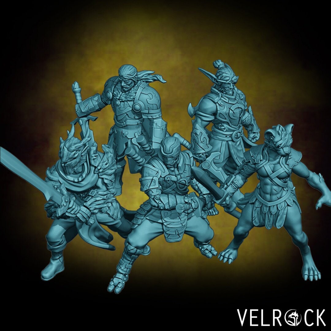 Veteran Swordsmen Pack - Adventurer Warriors - 28mm | 32mmminiatures ...