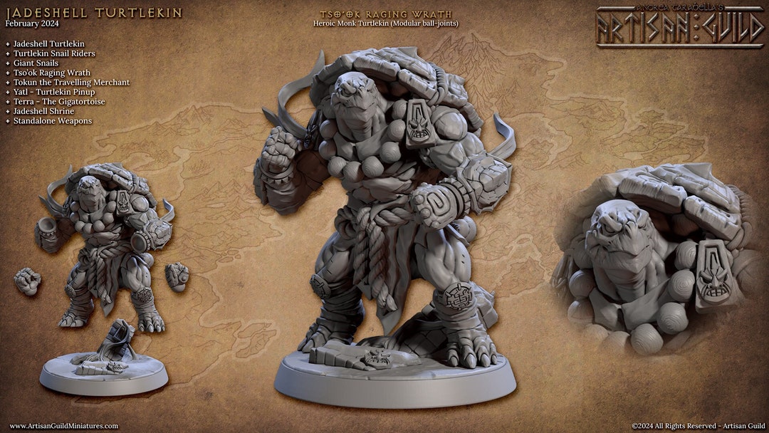 Heroic Monk Turtlekin - Tso'ok Raging Wrath - Jadeshell Turtle- 28mm ...