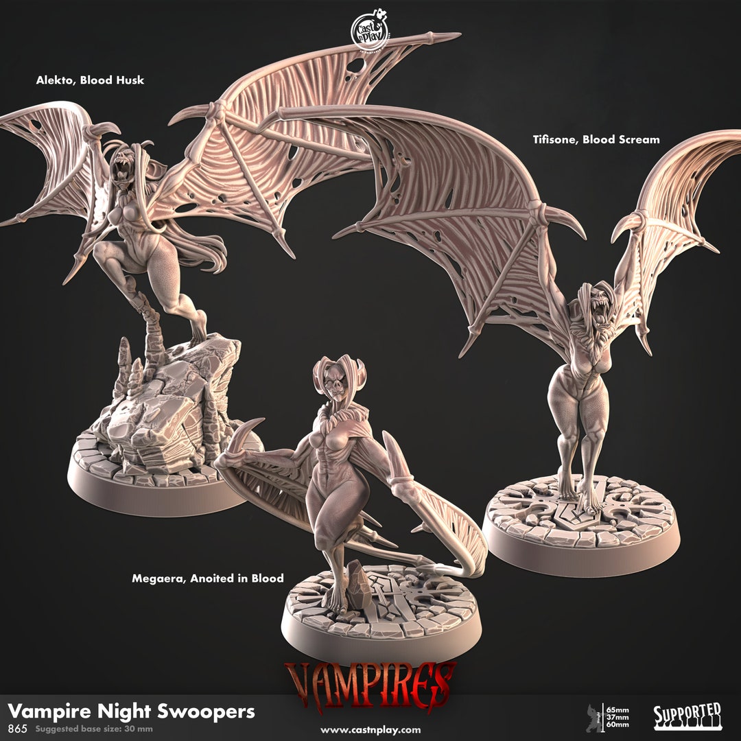 Vampire Night Swoopers - Vampire Set - Monster - 28mm | 32mm 3d Printed Miniatures for Tabletop ...