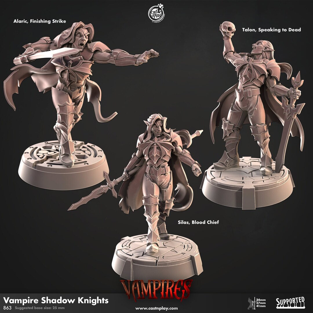 Vampire Shadow Knights - Vampire Set - Heroes - 28mm | 32mm Miniatures ...