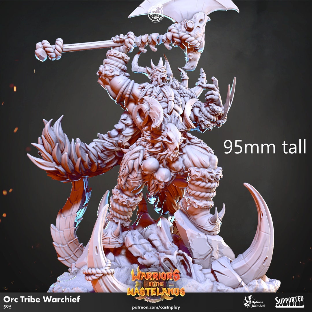 Orc Tribe Warchief - Warriors of the Wastelands - 28mm Miniatures for ...