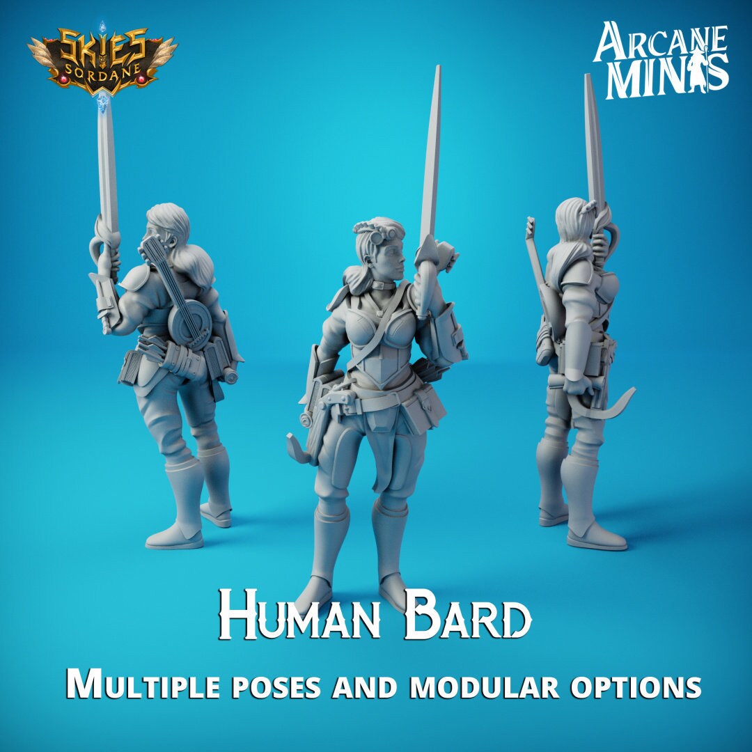 Human Bard - Female - 32mm - 28mm Miniatures for Tabletop Gaming (dnd ...