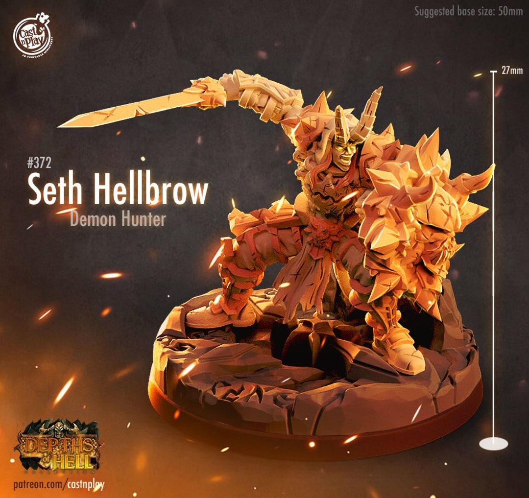 Demon Hunter - Seth Hellbrow - Depths of Hell - Hero - 28mm Miniatures ...