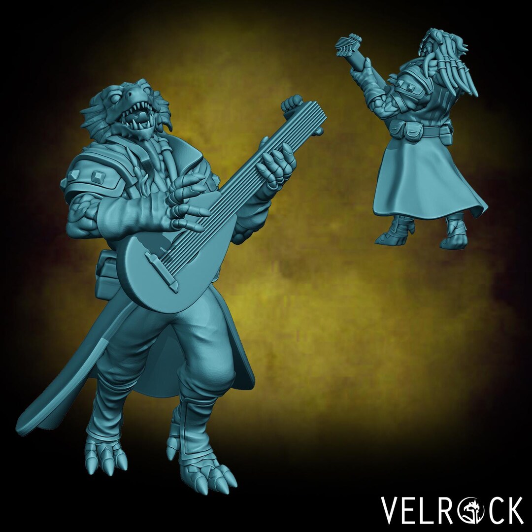 Male Dragonfolk Minstrel - Dragonborn Bard - 28mm | 32mmminiatures for ...
