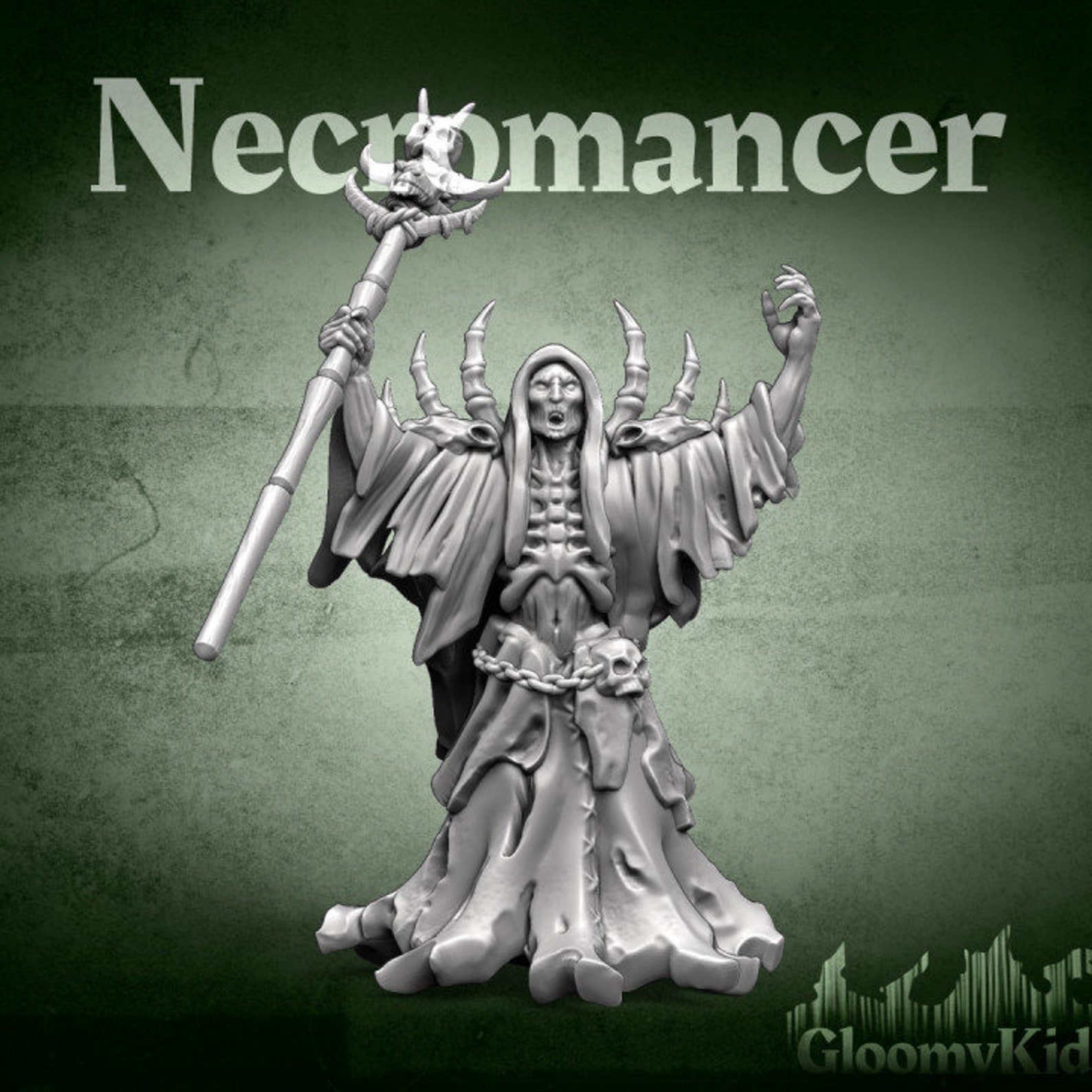 Necromancer Dnd Villain Undead Sorcerer 3d Printed 28mm - Etsy