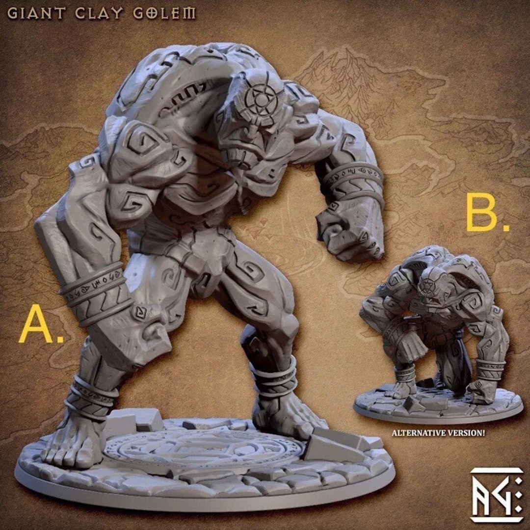 Giant Clay Golem Stone Monster Gnome Gnomes of Golemmar 28mm 32mm 28mm ...