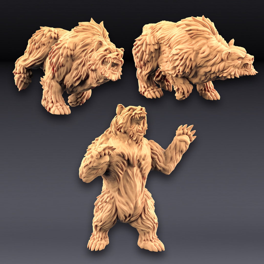 Raging Bears - Animal - Bear - 3d Printed Model - 28mm Miniatures for ...