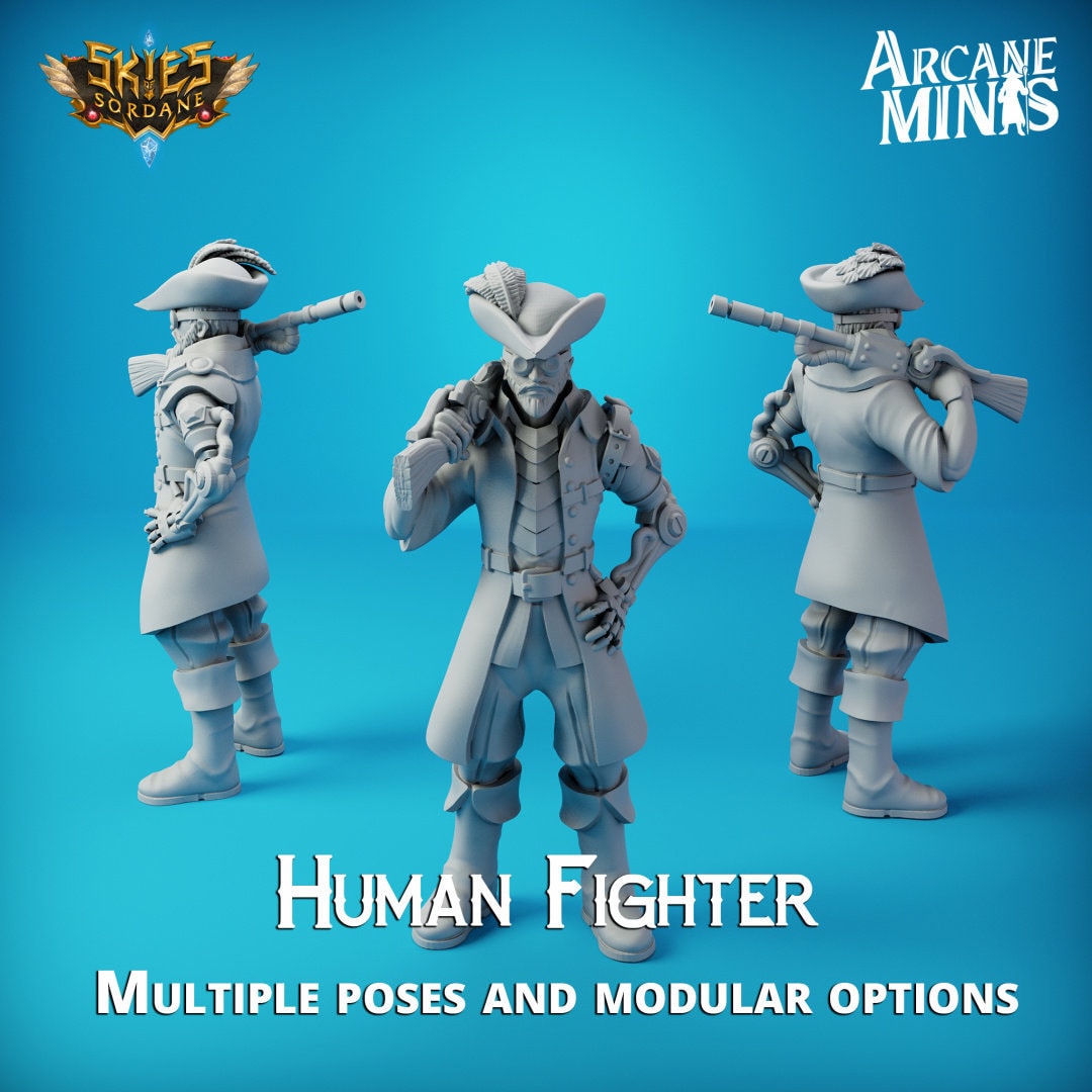 Human Fighter - Male Steampunk - Cin'dar Navy - 32mm| 28mm Miniatures ...