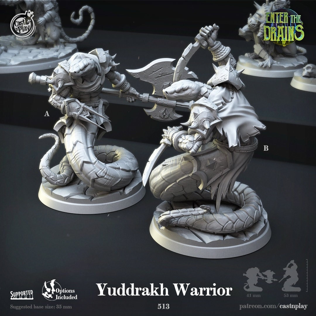 Snakemen Yuddrakh Warrior Snake Men Enter the Drains 28mm Miniatures ...