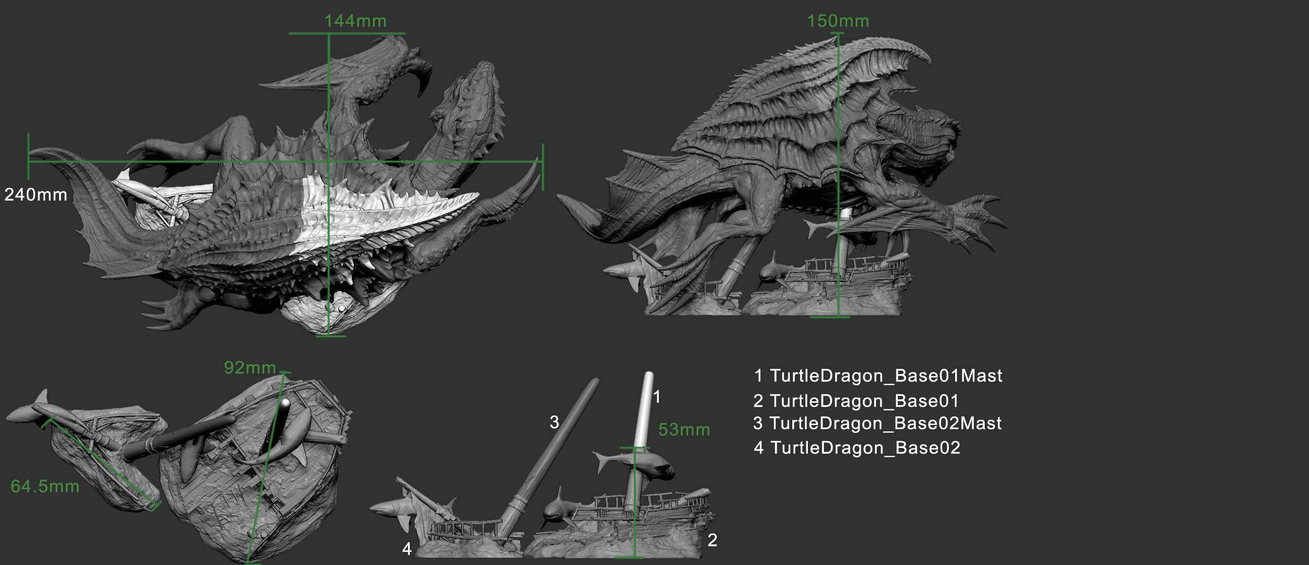 Depth Dragon - Massive Turtle Dragon - 28mm Miniatures for Tabletop ...