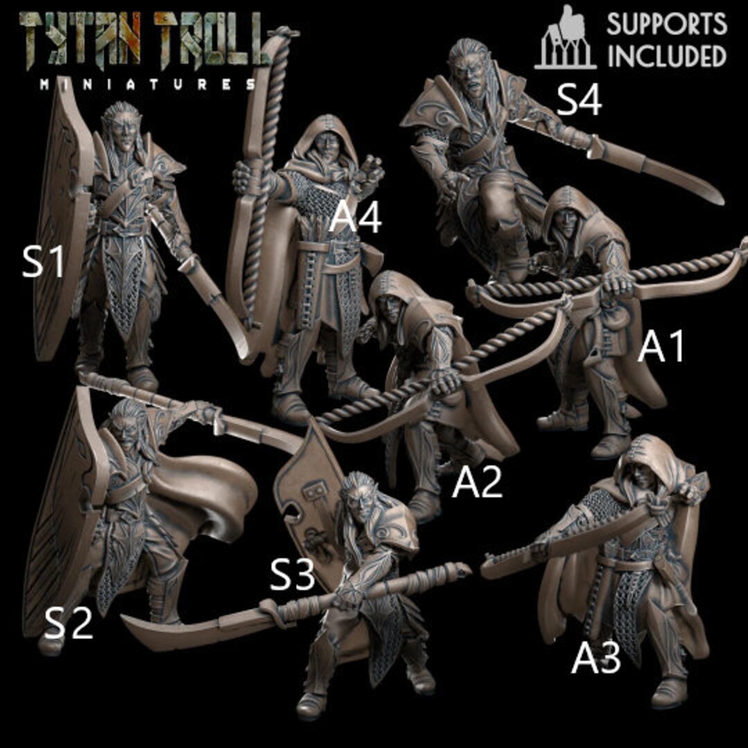 Elf Army Pack - Swordsman - Archers - Elves - Elven - 28mm - 32mm ...
