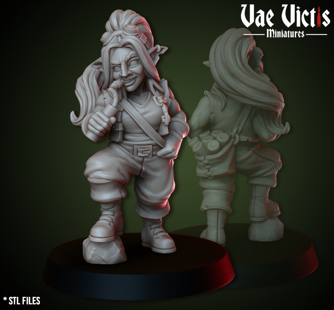 Goblin Miner - Gobbo Female Artificer - Dnd Hero/npc 3d Printed - 28mm ...