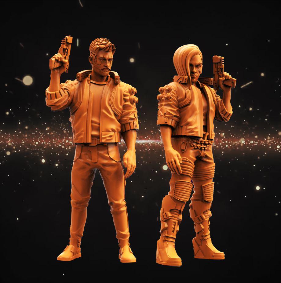 V Mercenary Team - Scifi Hero Set - 3d Print 28mm Miniatures for ...