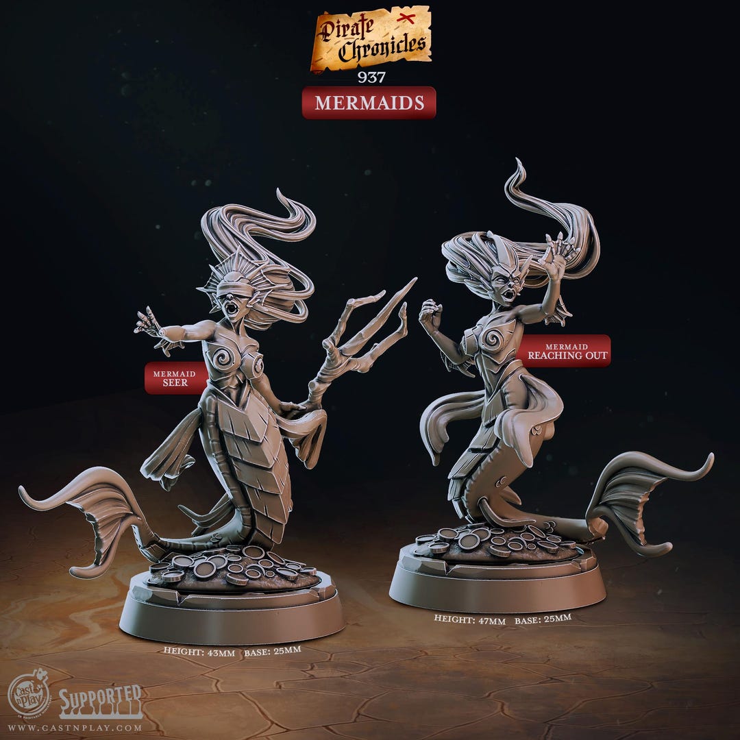 Mermaids - Mermaid Monster Pinup - Pirate Chronicles Set - 3d Printed ...