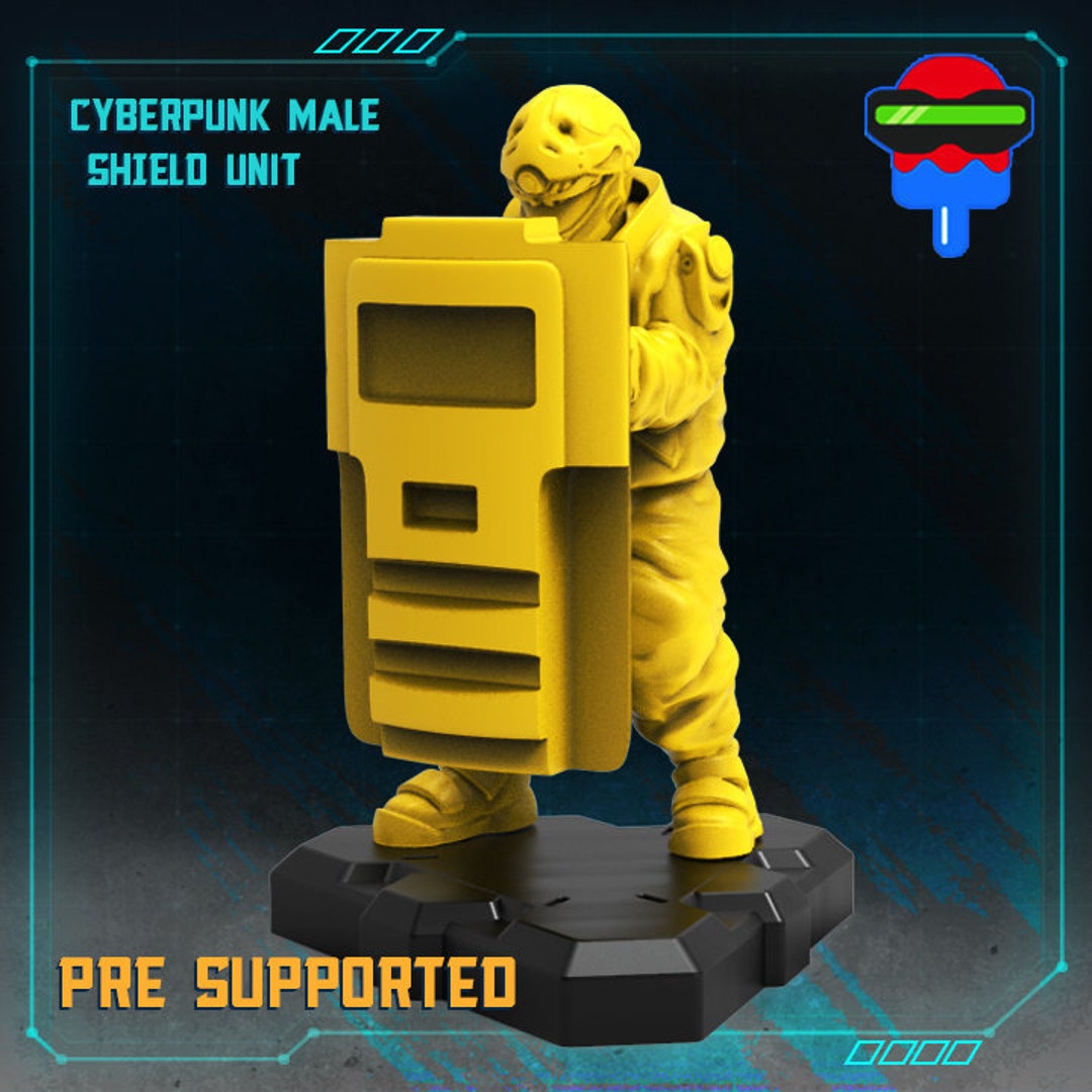 Cyberpunk Shield Unit - Male - 28mm Miniatures for Tabletop Gaming ...