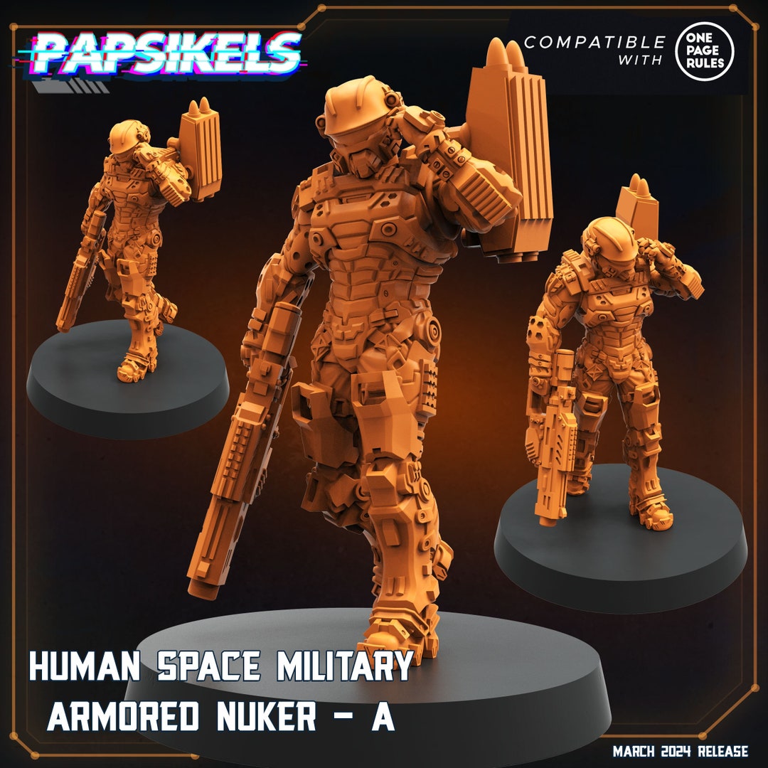 Human Space Military - Armored Nuker Cyberpunk - 28mm Miniatures for ...