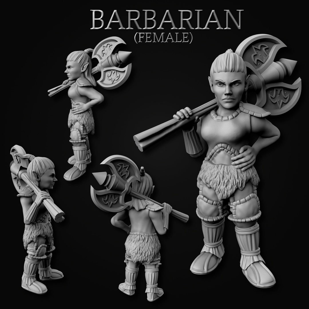 Female Gnome Barbarian - Gnomish Adventurers - 32mm | 28mm Miniatures ...