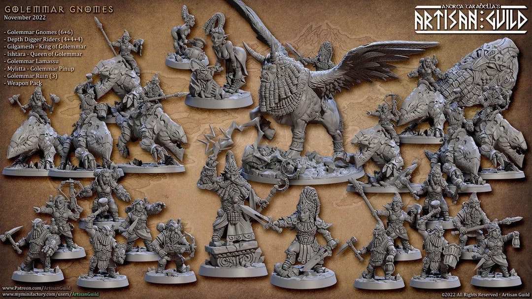 COMPLETE SET Gnomes of Golemmar - All Gnomes Heros and Terrain - 28mm ...