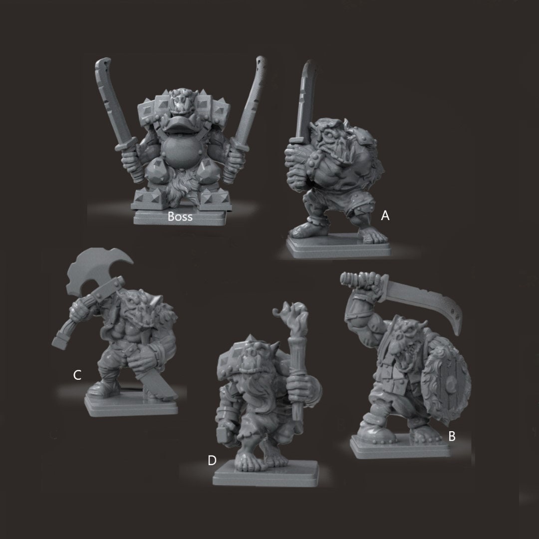 Orc Boss and Orcs - Retro Crusade - One Page Mini Epic Fantasy - 3d ...