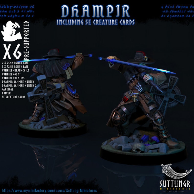 Vampire Hunter Male 28mm 32mm 3d Printed RPG Miniatures | Etsy Israel