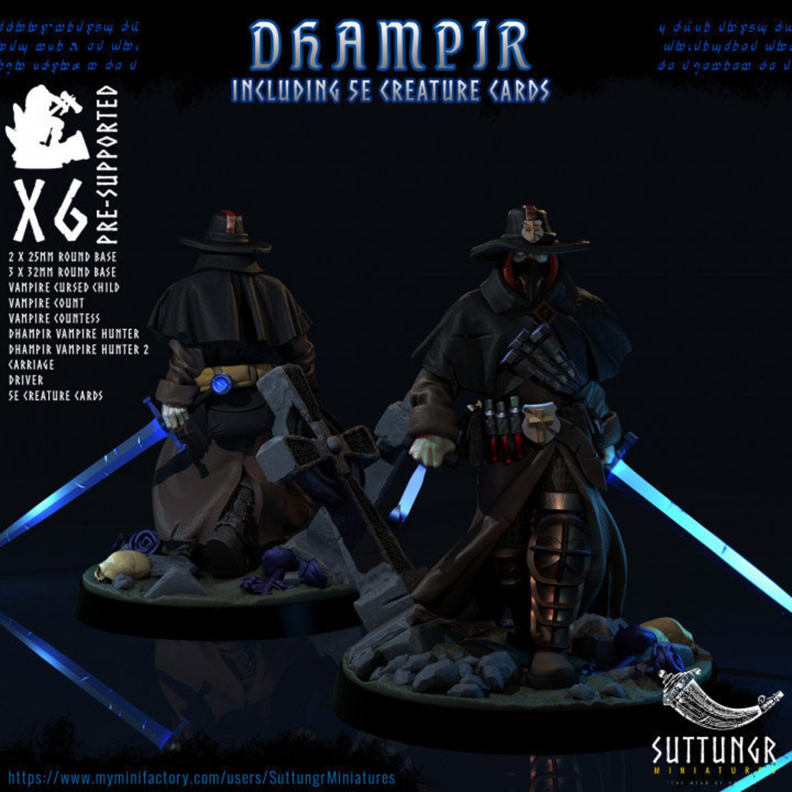 Vampire Hunter - Male - 28mm | 32mm 3d Printed RPG Miniatures for ...