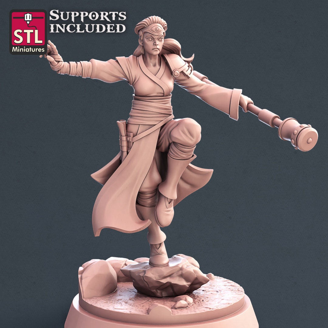 Human Female Monk - Heroes and Npcs - 32mm | 28mm Miniatures for ...