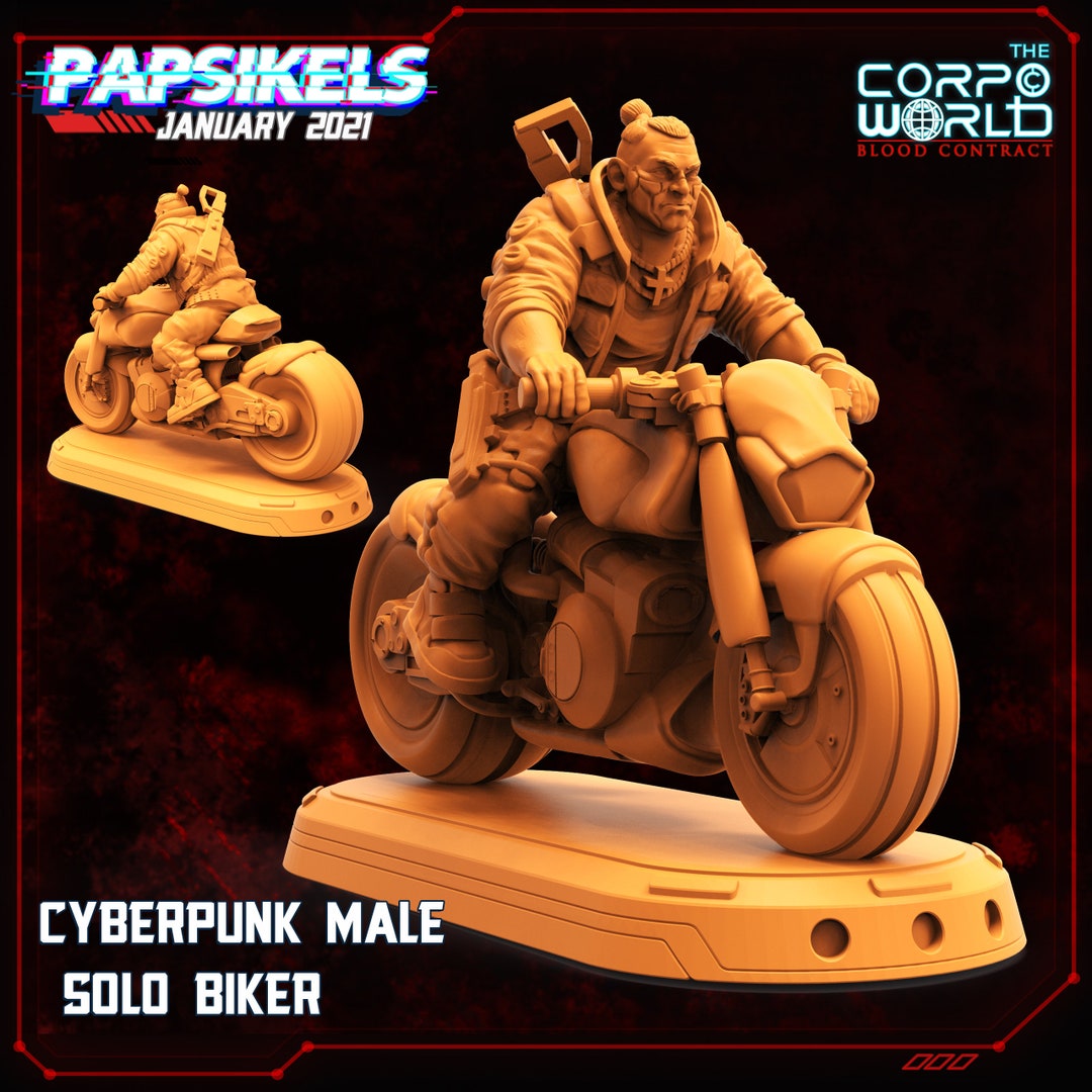 Male Solo Biker and Bike - 28mm | 32mm Miniatures for Tabletop Gaming ...