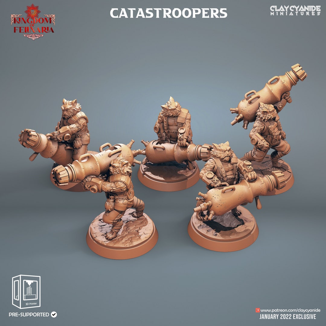 Catastroopers - Catfolk Warriors - 28mm | 32mm 3d Printed Mini ...