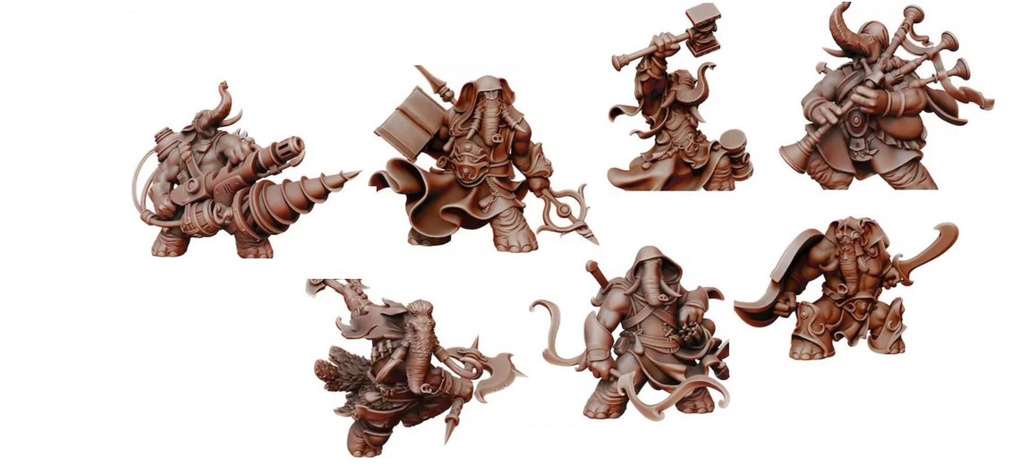 Elephantfolk Heroes Loxodon Set Elephant NPC 28mm | Etsy