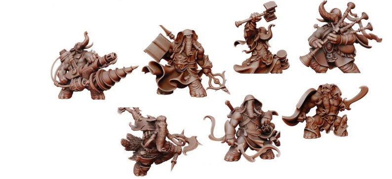 Elephantfolk Heroes - Loxodon Set- Elephant - NPC - 28mm Miniatures for ...
