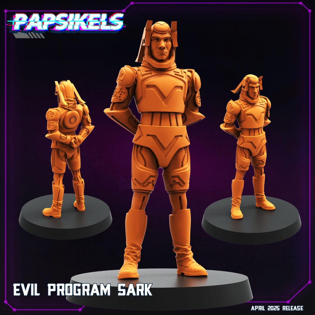 Evil Program Sark 1 and 2 - Cyborg - 3d Print Miniatures - Tabletop Gaming (starfinder ...
