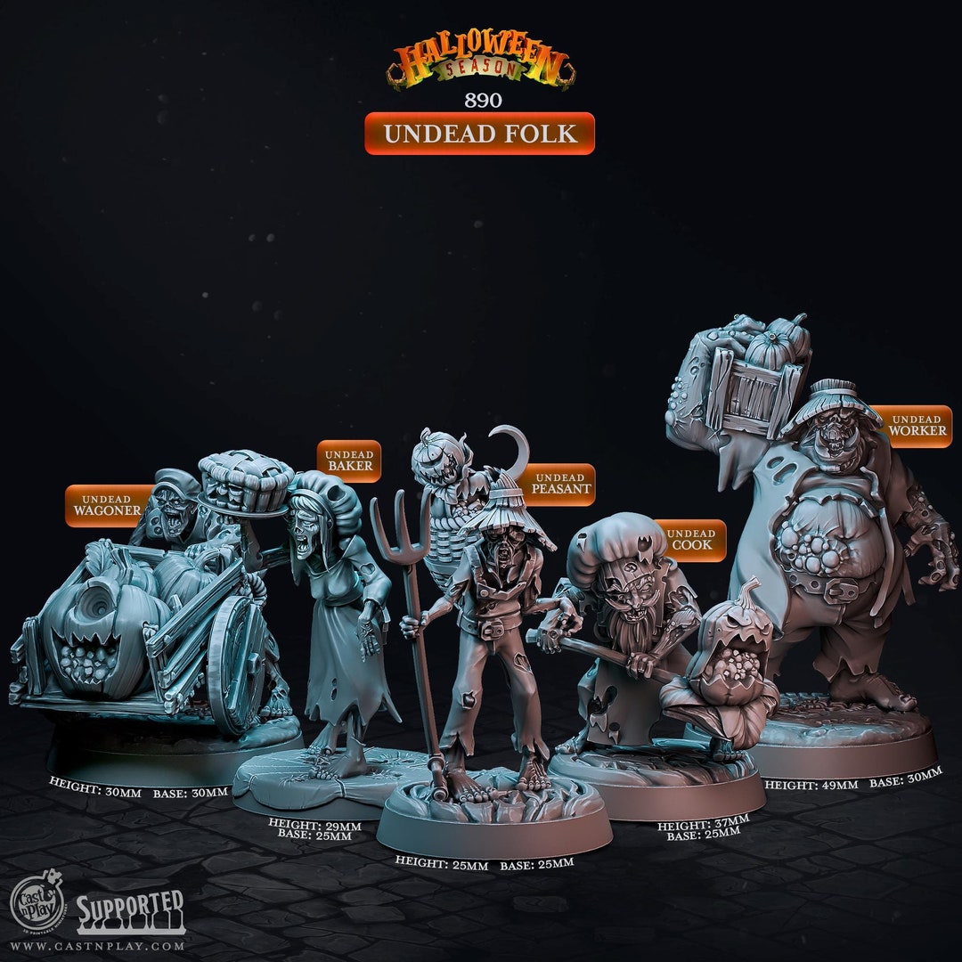 Undead Folk - Halloween Town People NPC Baker, Cook - 3d Printed ...