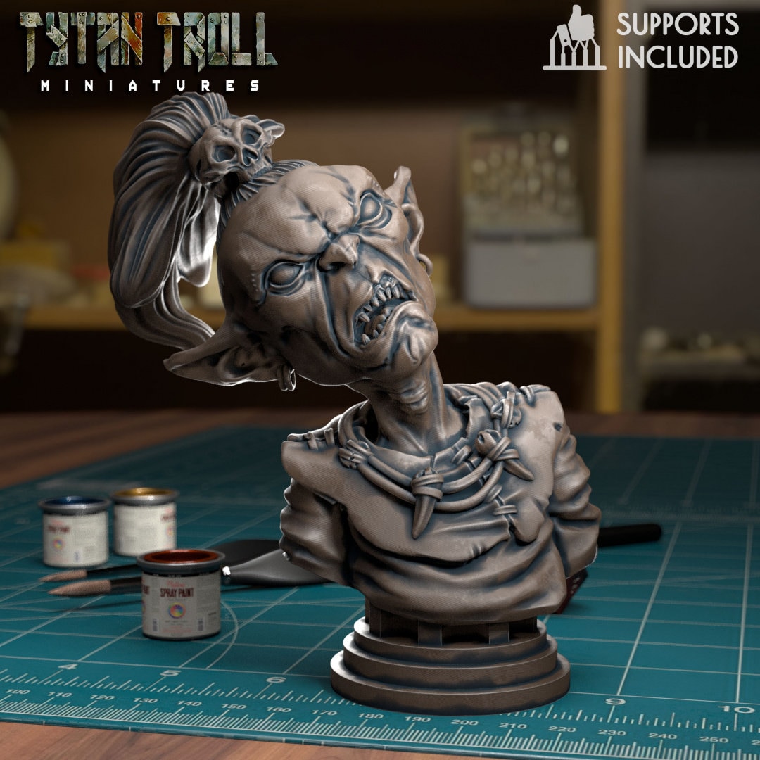 Goblin Topknot Bust - 28mm | 32mm Miniatures for Dungeons and Dragons ...