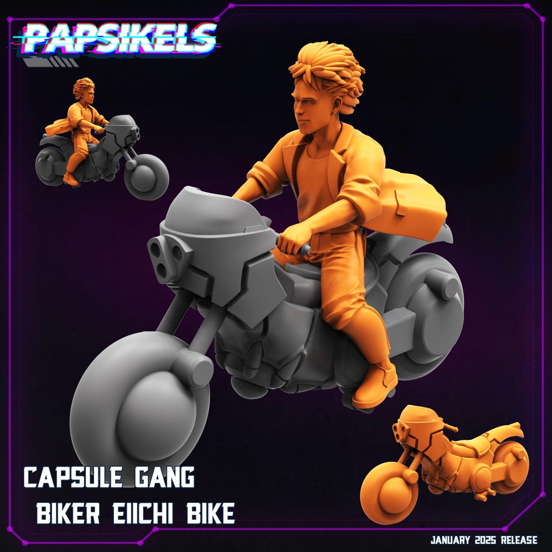 Capsule Gang Bikers - Bike - Motorcycle Riders - 32mm 28mm | Miniatures ...