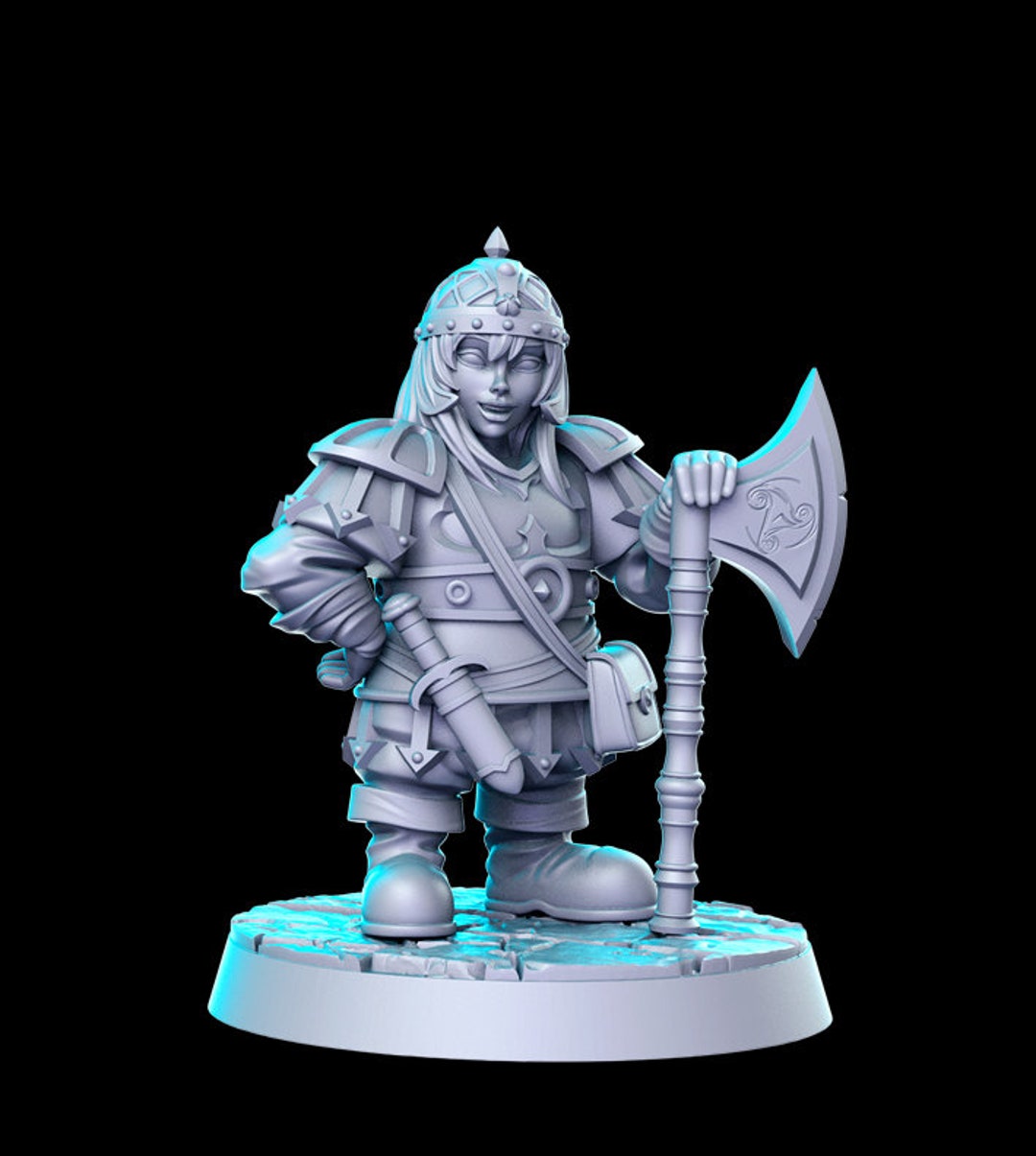 Heroine Quest - Dwarf - Dwarven Female With Axe - Fantasy Mini | 28mm ...