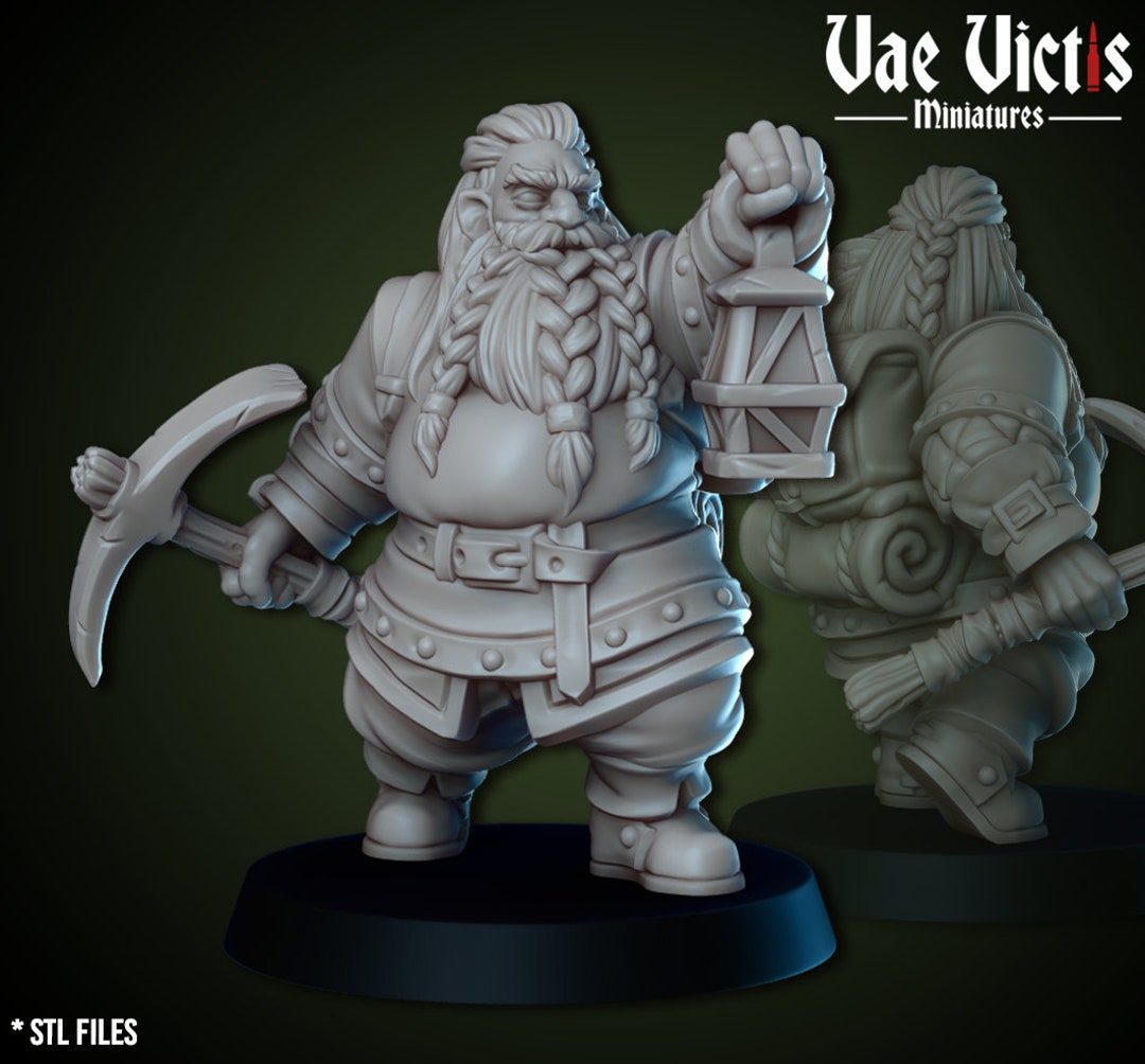 Dwarven Miners Dnd Hero/npc 28mm Miniatures for Tabletop Gaming dnd, D ...