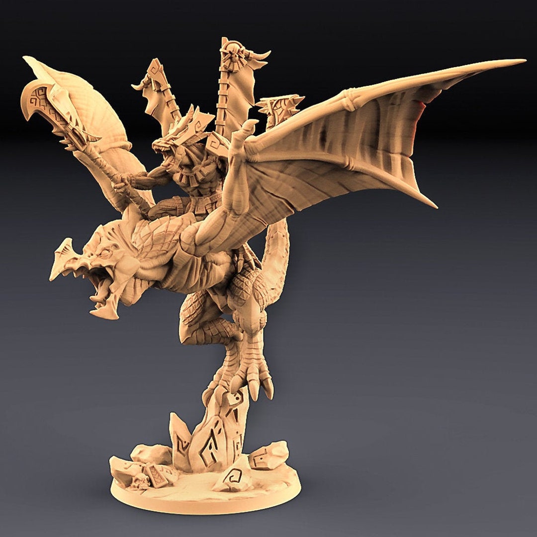 Lizardmen Hero on Mount - Xoltoa Skyterror - Goldmaw Lizards - 28mm ...