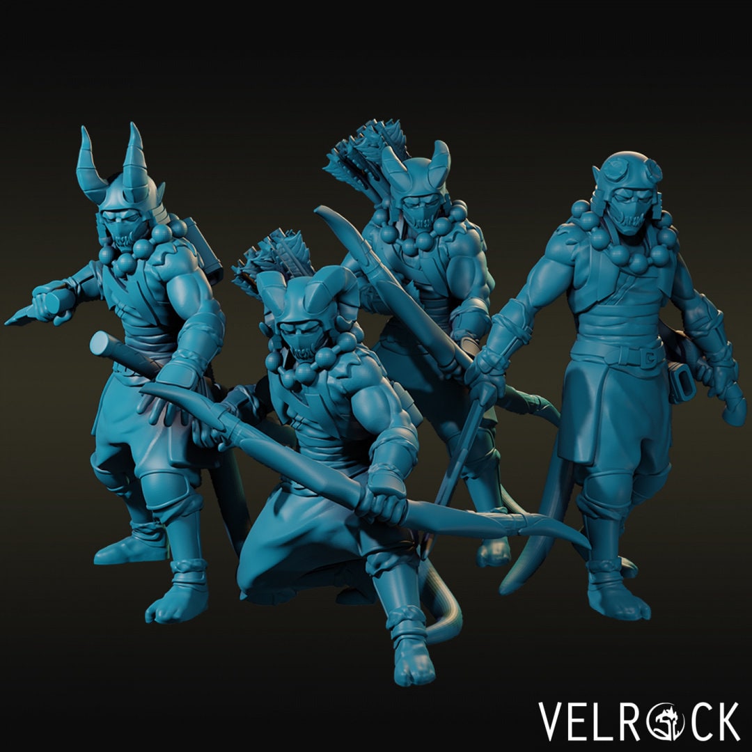Tiefling Samurai Set - Male - Archer - Dagger - Fighters - 28mm ...