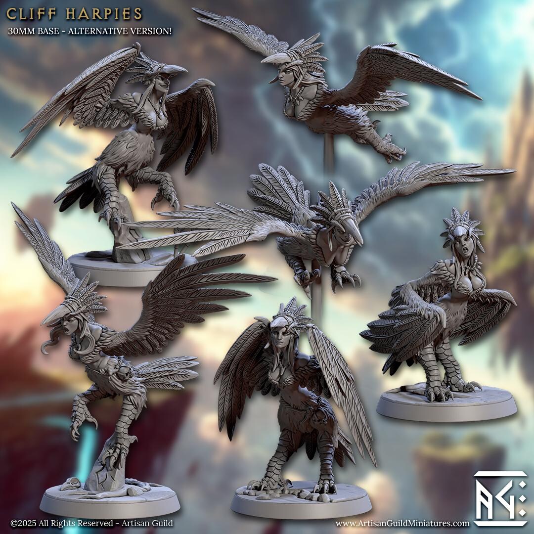 Cliff Harpies Set - Harpy - Kit II W Hat - Flying Winged - 28mm 32mm ...