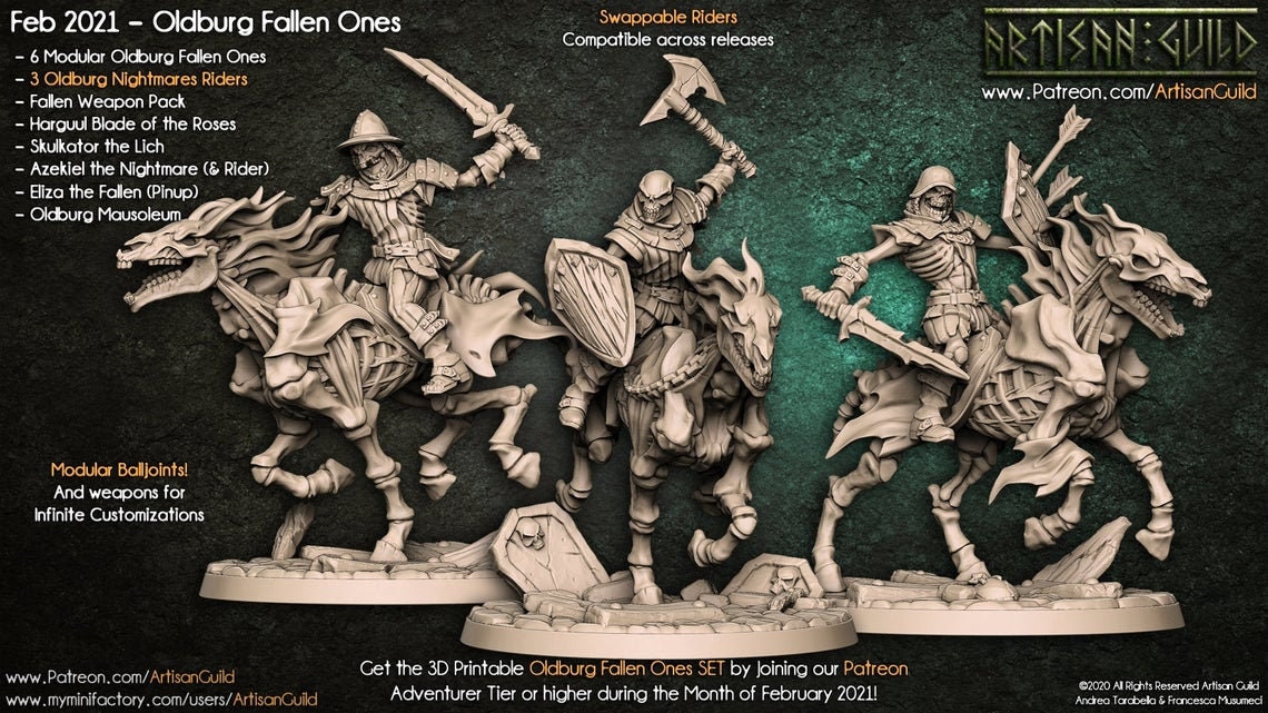 Undead Skeleton Riders - Oldburg Nightmare Riders - 28mm Miniatures for ...