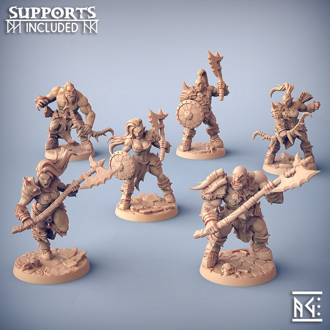 Orc Barbarian Warriors - Orcs - 28mm | 32mm 3d Printed Fantasy Mini ...