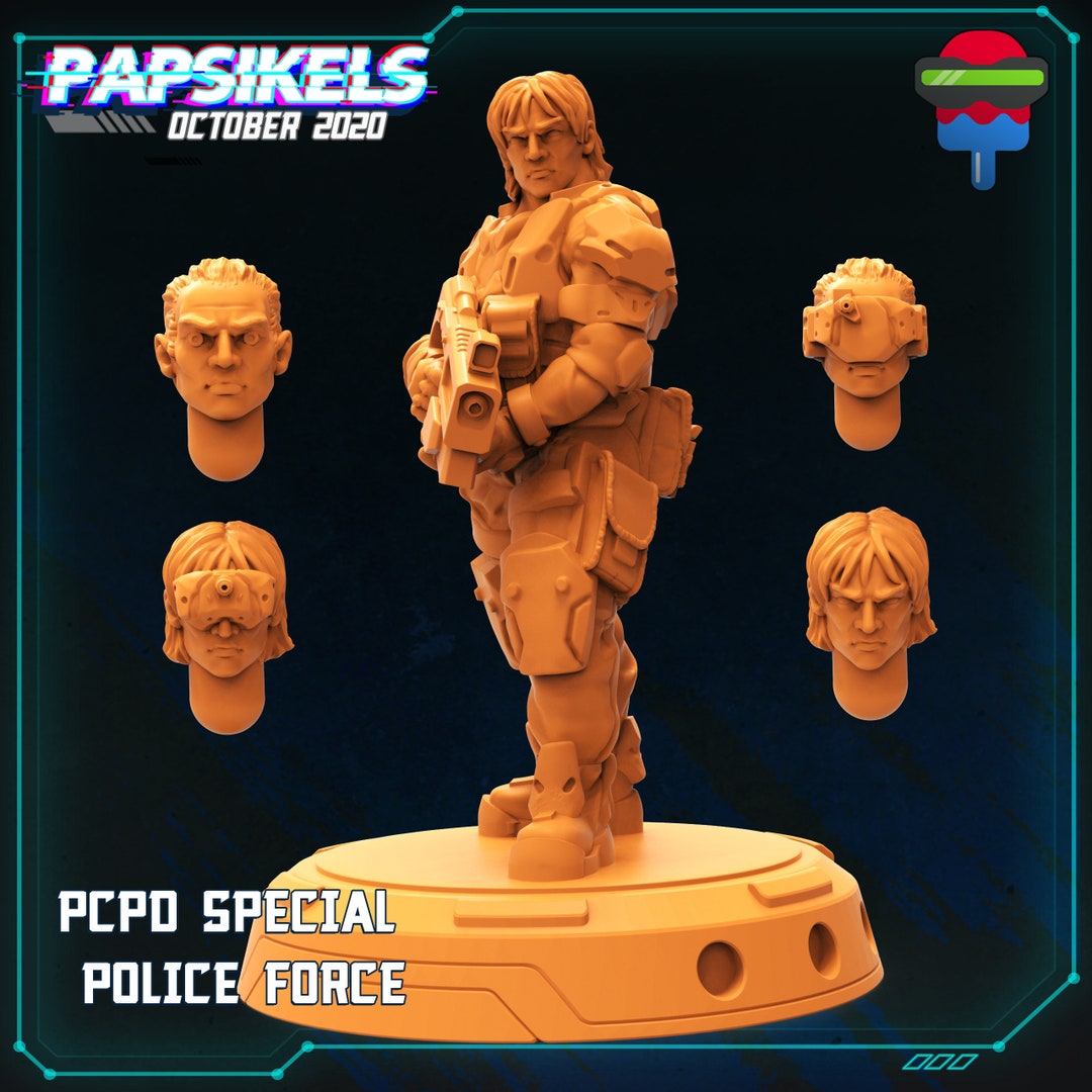 Cyberpunk Police - PCPD Officer - 28mm Miniatures for Tabletop Gaming ...