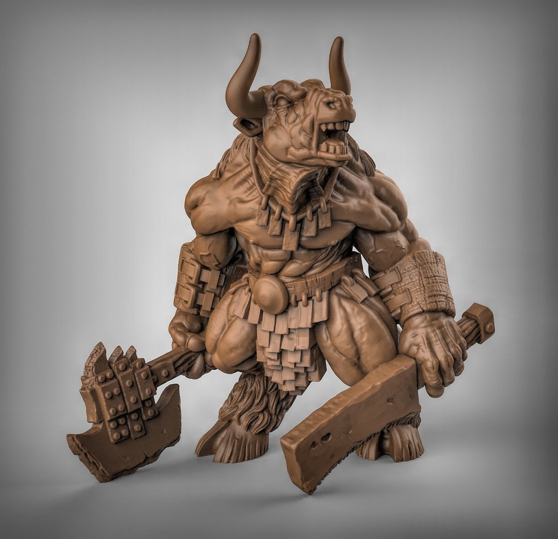Minotaur Warrior With Weapons - Minotaurs Set - 28mm | 32mmminiatures for Tabletop Gaming (dnd ...