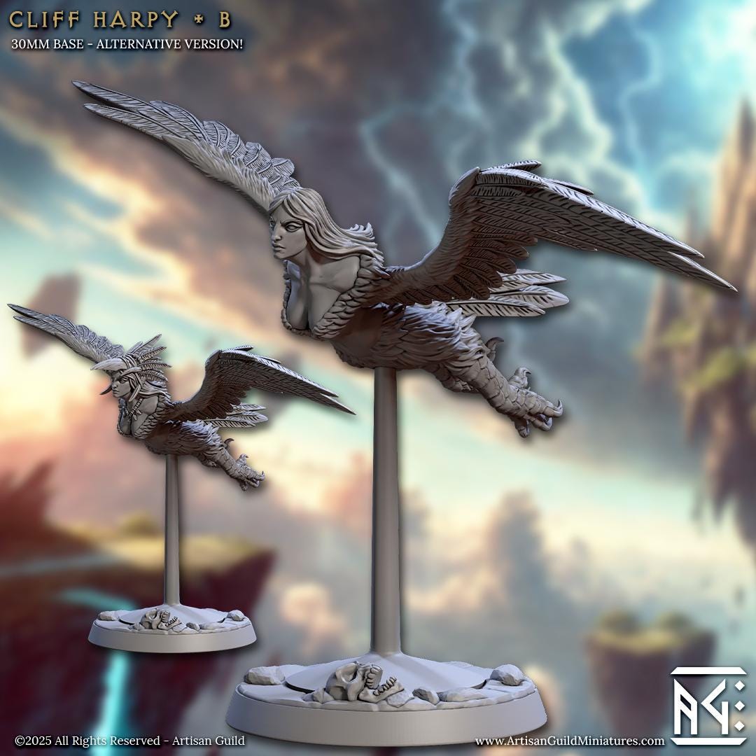 Cliff Harpies Set - Harpy - Kit I NO Hat - Flying Winged - 28mm 32mm ...
