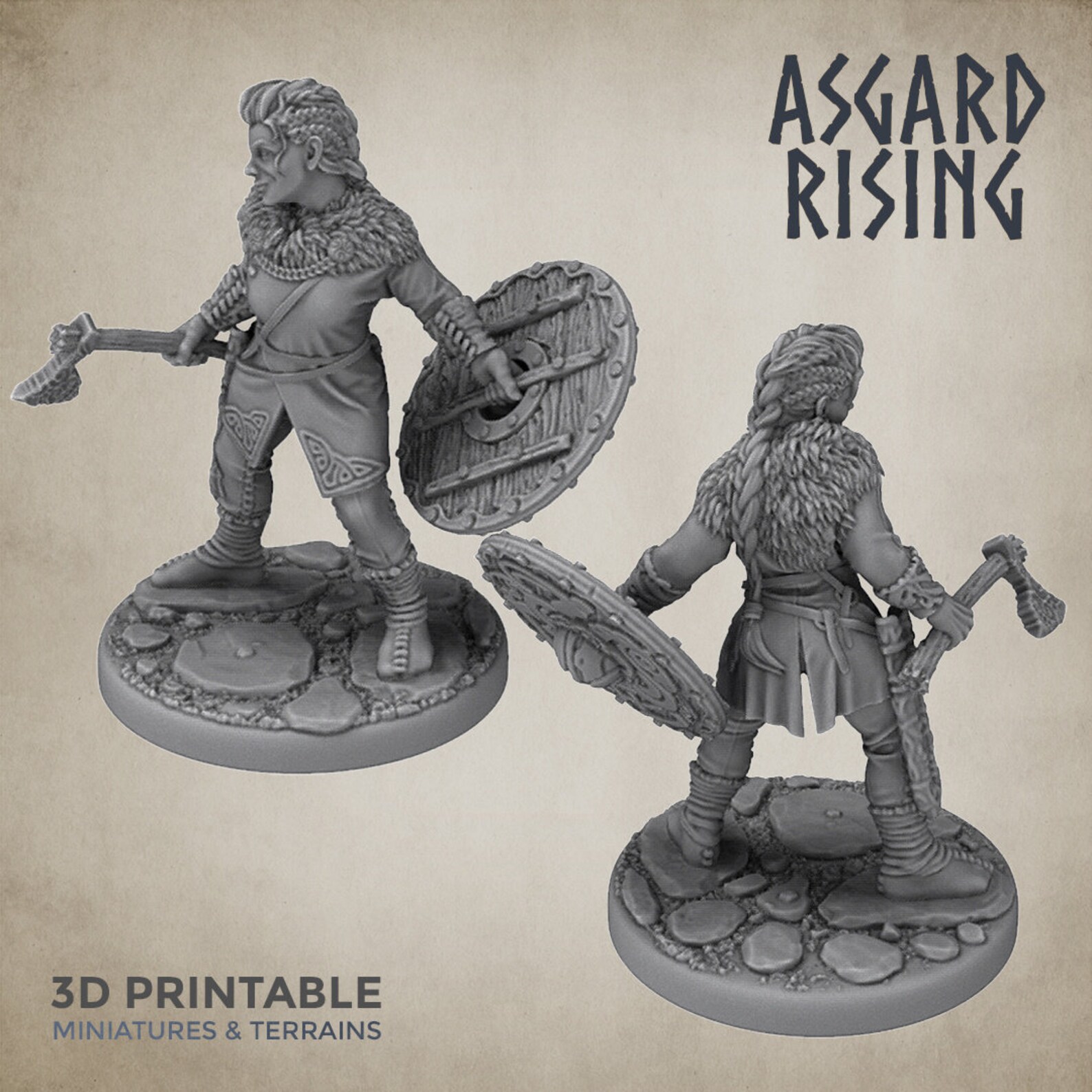Viking Shieldmaiden - Female Fighter - Axe and Shield - 28mm Miniatures ...