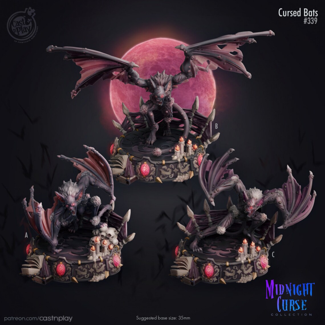 Cursed Bats Dire Bats Dnd Monster Midnight Curse 28mm - Etsy